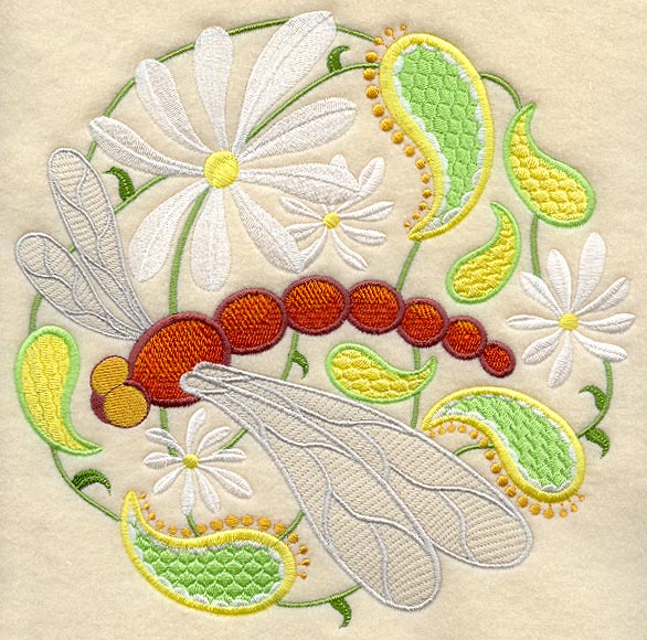 Paisley Dragonfly Circle – Embroidery Library
