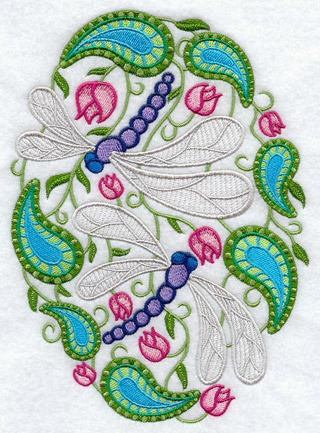 Paisley Dragonfly Oval – Embroidery Library