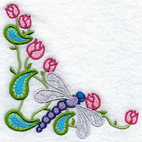 Paisley Dragonfly Corner – Embroidery Library