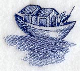 Blue Willow Boat – Embroidery Library