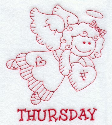 Heavenly Angel on Thursday (Redwork) – Embroidery Library