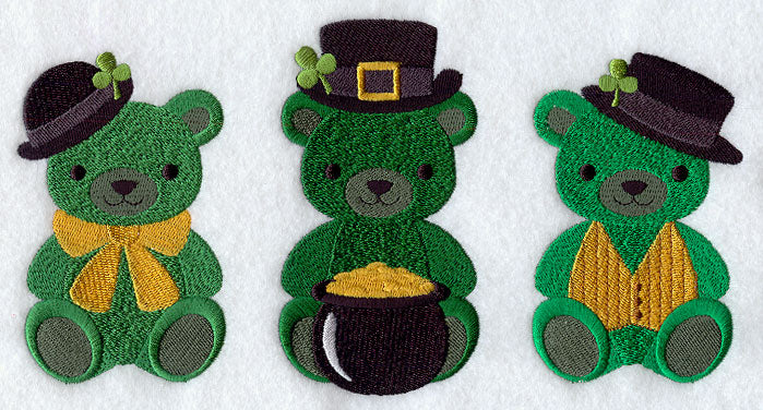 Irish Teddy Bear Trio – Embroidery Library