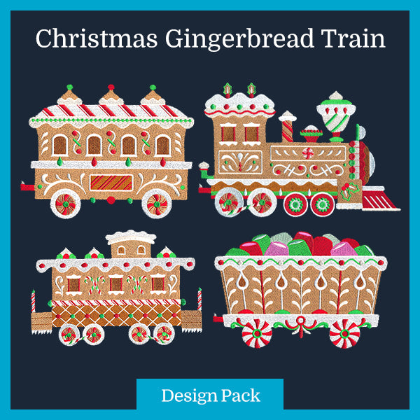 A Christmas Gingerbread Train Design Pack – Embroidery Library
