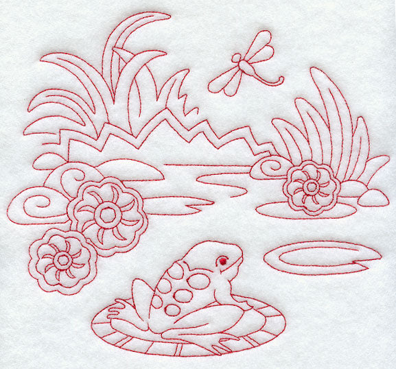 Spring Frog (Redwork) – Embroidery Library