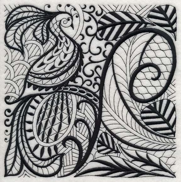 Peacock Elegance (Blackwork) – Embroidery Library