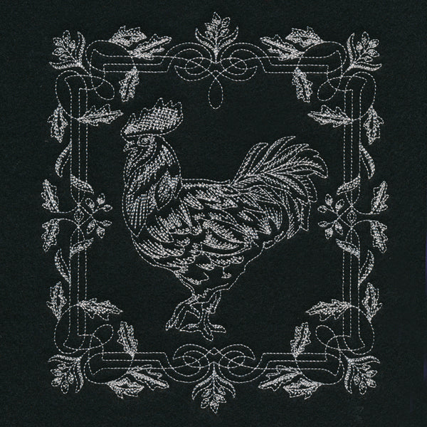 Framed Chalkboard Rooster – Embroidery Library
