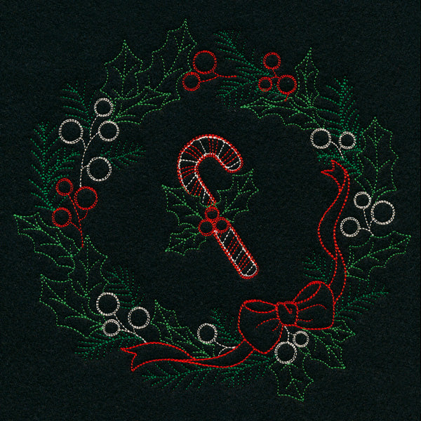Dainty Candy Cane Wreath (Vintage) – Embroidery Library