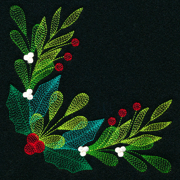 Festive Holly and Berries Corner – Embroidery Library