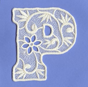 Floral Lace Letter P (Lace) – Embroidery Library