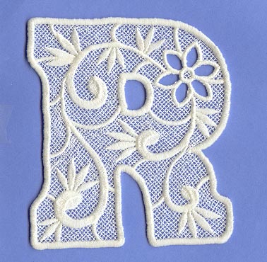 Floral Lace Letter R (Lace) – Embroidery Library
