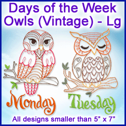 A Days of the Week Owls (Vintage) Design Pack – Embroidery Library