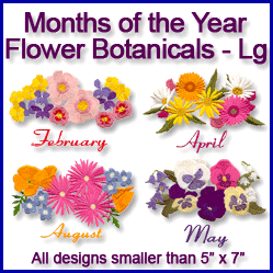 A Months of the Year Flower Botanicals Design Pack – Embroidery Library