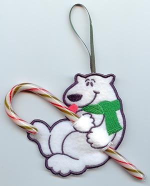 Polar Bear Candy Cane Holder (In-the-Hoop) – Embroidery Library