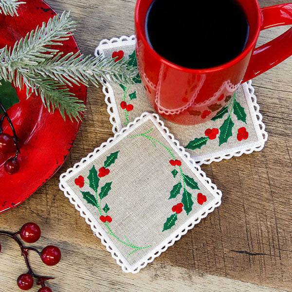 In-the-Hoop Christmas Coasters – Embroidery Library