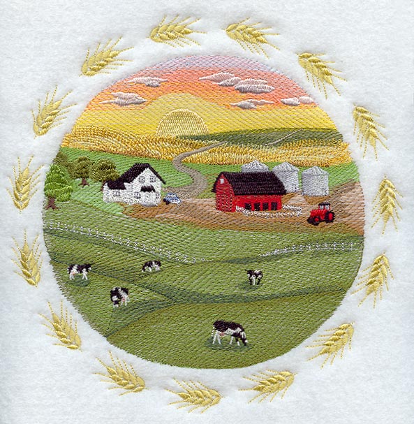 Farm Scene with Wheat – Embroidery Library