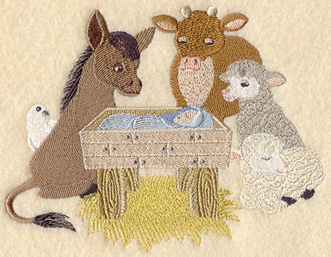 Nativity Scene with Baby Animals – Embroidery Library