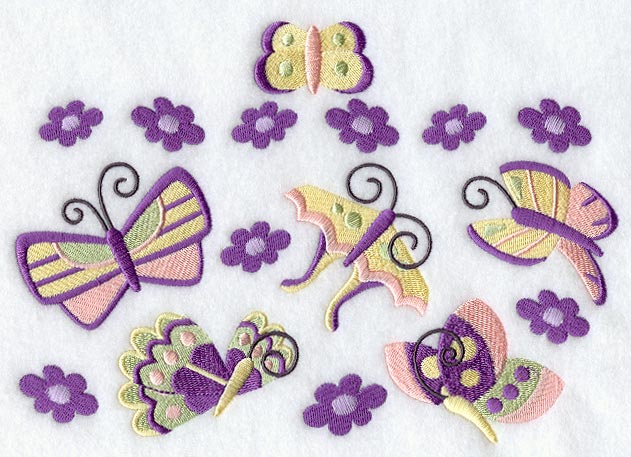 Butterflies and Flowers Rectangle – Embroidery Library