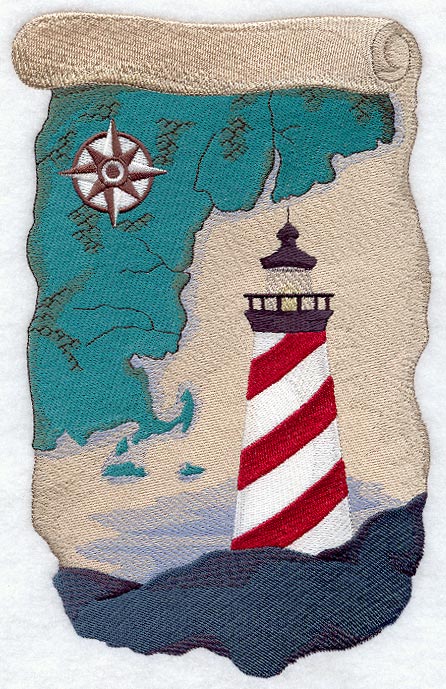 Lighthouse and Map – Embroidery Library