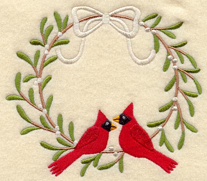 Christmas Wreath with Cardinals – Embroidery Library