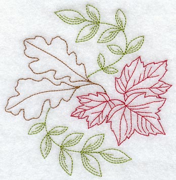 Autumn Leaves Circle (Redwork) – Embroidery Library