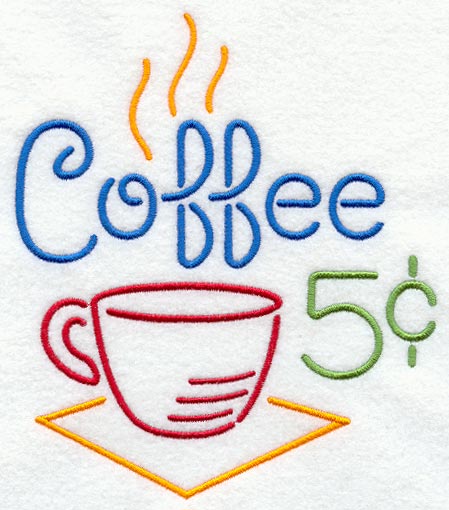 Five Cent Coffee Neon Sign – Embroidery Library