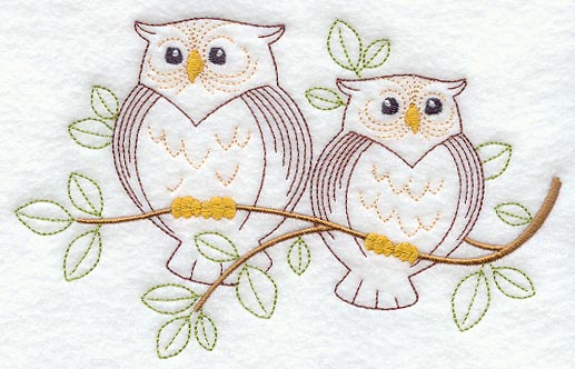 Vintage-Stitch Owl Duo – Embroidery Library