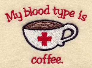 My Blood Type is Coffee – Embroidery Library