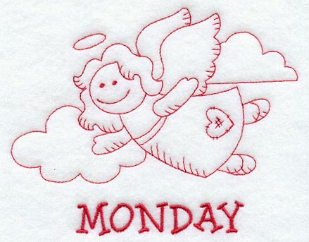 Heavenly Angel on Monday (Redwork) – Embroidery Library
