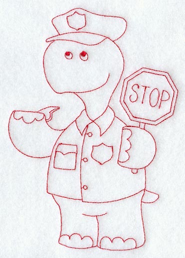 Phillip the Police Officer (Redwork) – Embroidery Library
