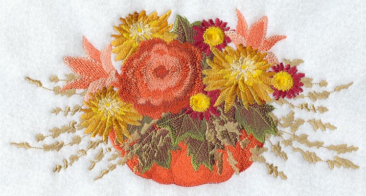 Pumpkin Floral Spray – Embroidery Library