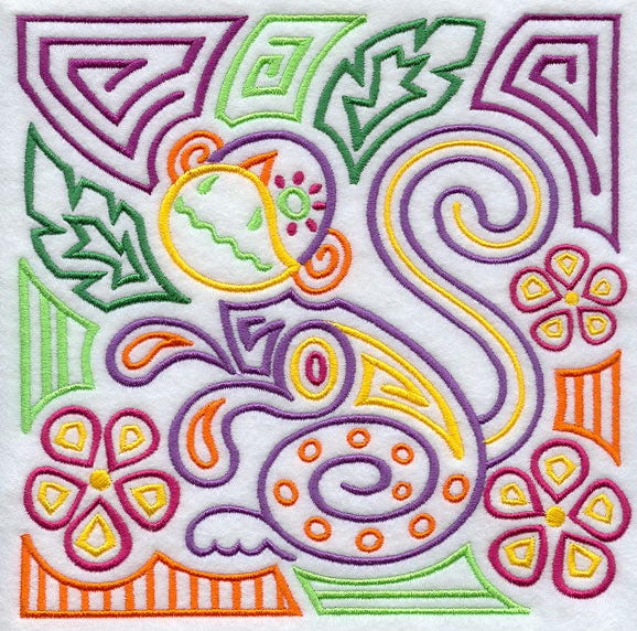 Mola Monkey Square – Embroidery Library