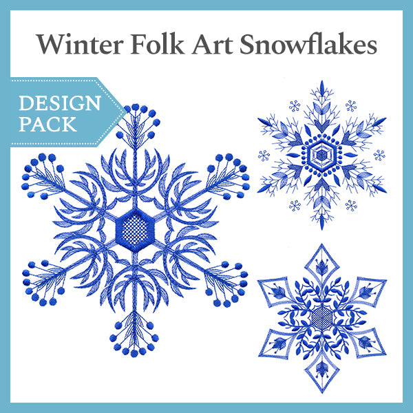 A Winter Folk Art Snowflake Design Pack – Embroidery Library