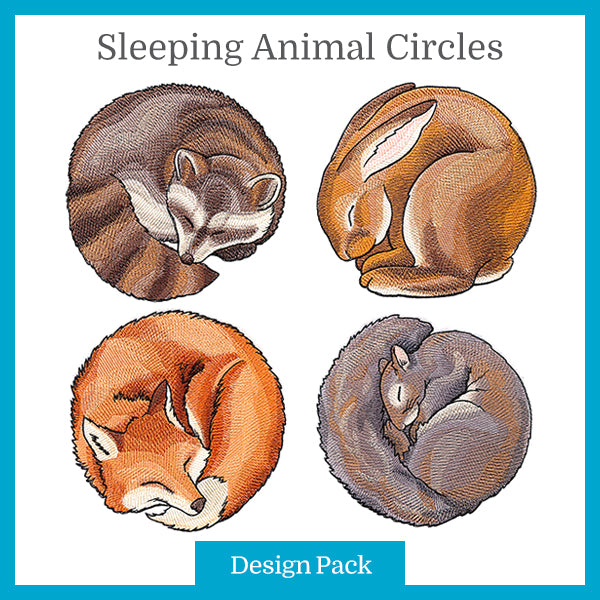 A Sleeping Animal Circles Design Pack – Embroidery Library