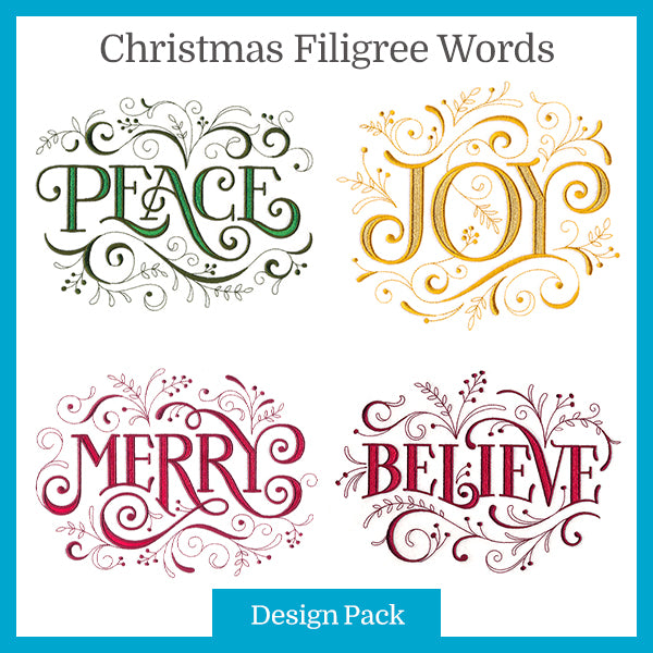 A Christmas Filigree Words Design Pack – Embroidery Library
