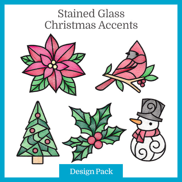 A Stained Glass Christmas Accents Design Pack – Embroidery Library