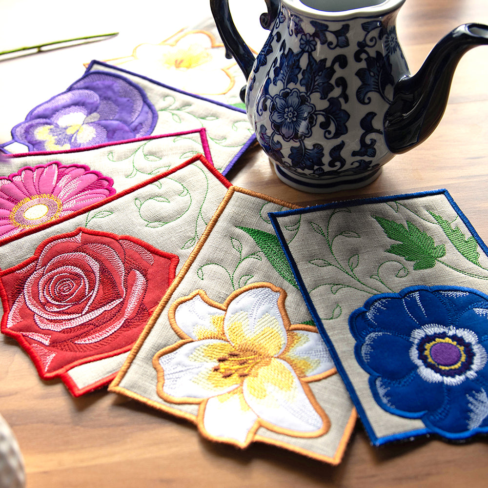 In-the-Hoop Mug Rug Embroidery Designs | Instant Downloads – Embroidery ...