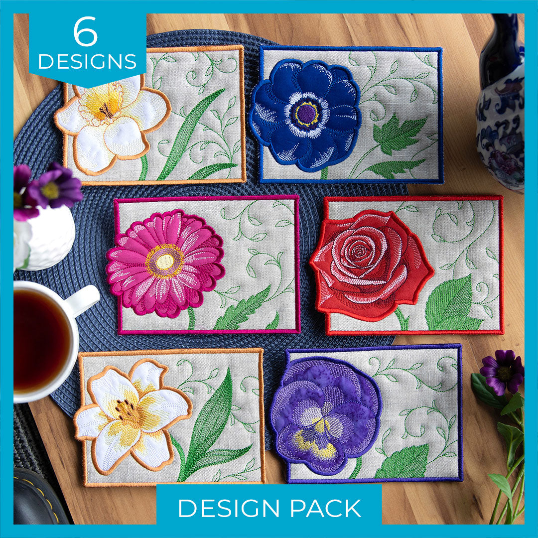 In-the-Hoop Mug Rug Embroidery Designs | Instant Downloads – Embroidery ...