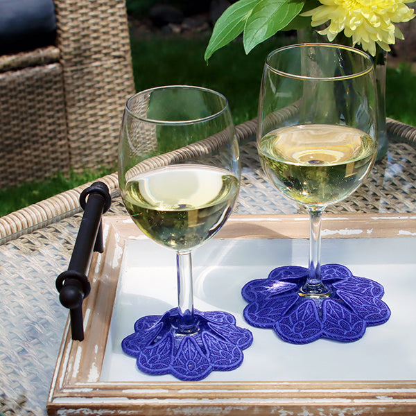 Summer Petals Wine Glass Coaster (Lace) – Embroidery Library