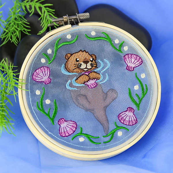 Otter in the Sea Shadowbox (Organza) – Embroidery Library