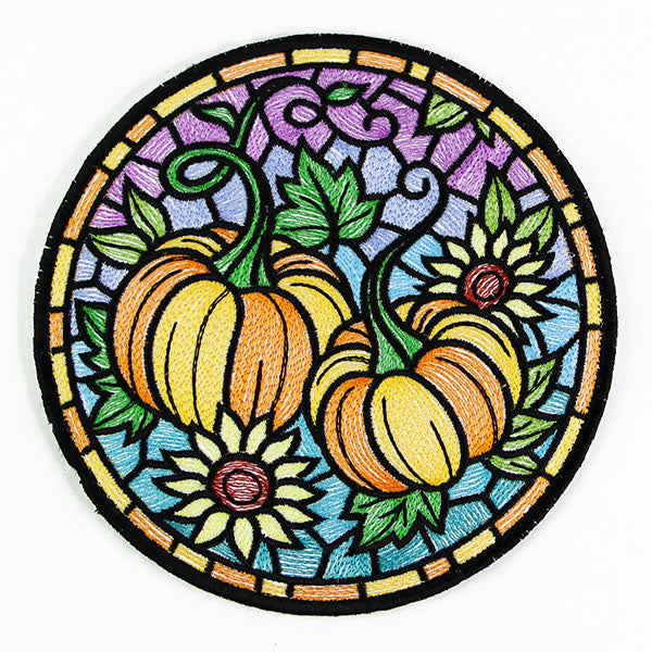 Stained Glass Autumn Pumpkin Trivet (In-the-Hoop) – Embroidery Library