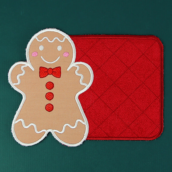 Gingerbread Man Mug Rug (In-the-Hoop) – Embroidery Library