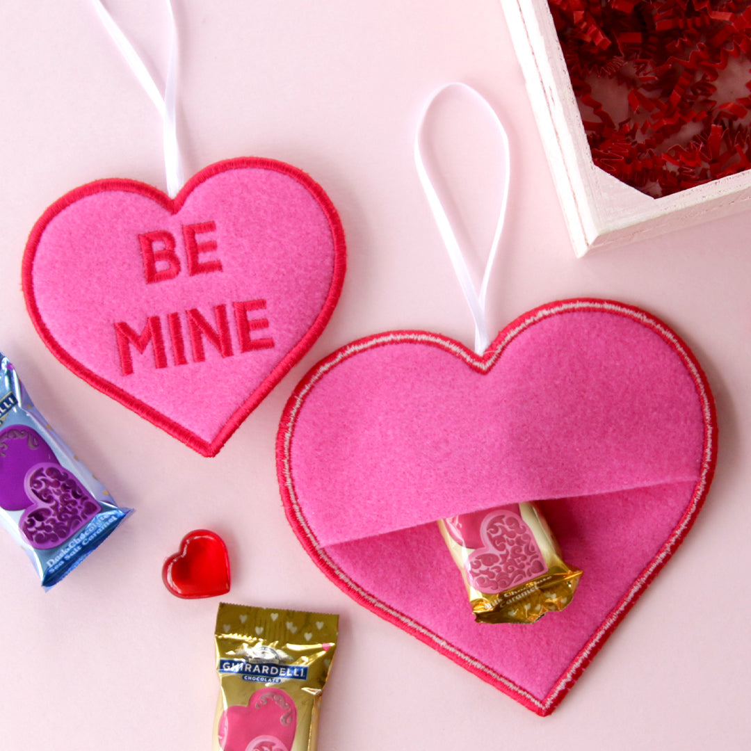 Candy Heart Treat Holder - Be Mine (In-the-Hoop) – Embroidery Library