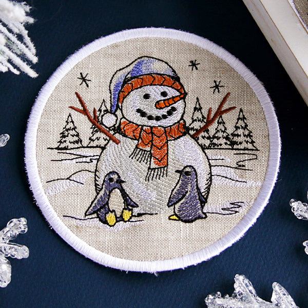 Country Snowman Coaster - Penguins – Embroidery Library