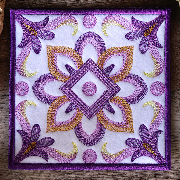Blooming Color Theory Square Coaster (In-the-Hoop) – Embroidery Library