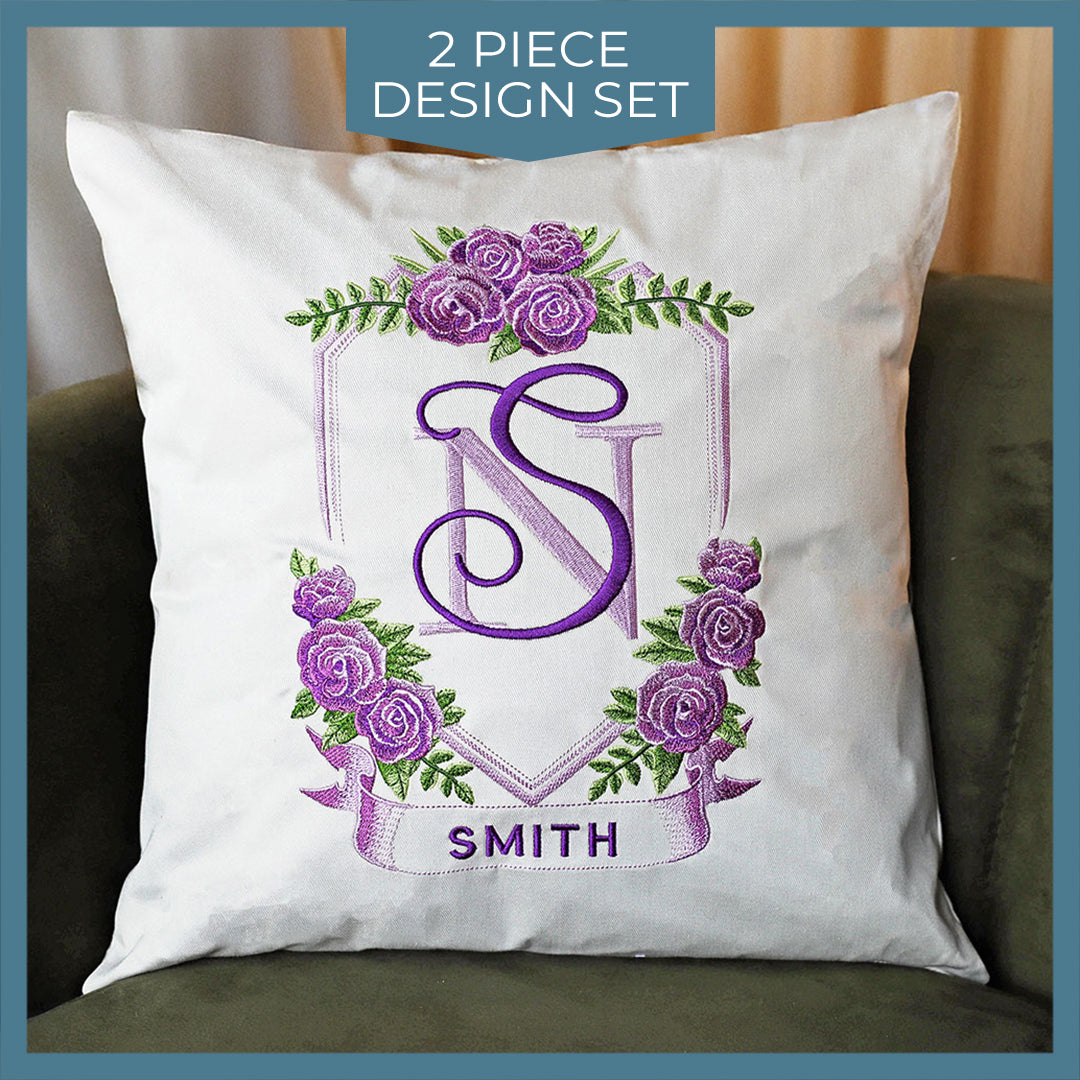 Rose Bud Monogram Frame Set – Embroidery Library