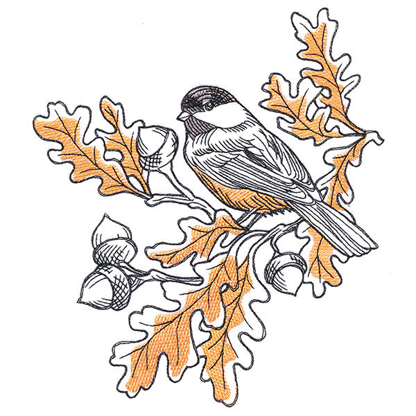 Autumn Leaves Chickadee – Embroidery Library
