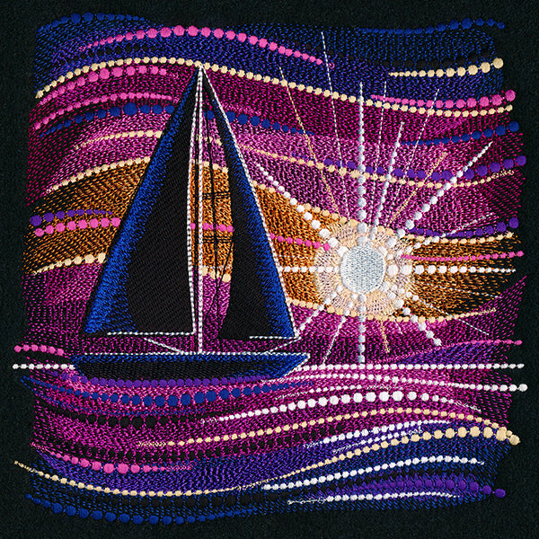 Sailing at Sunset Scene – Embroidery Library