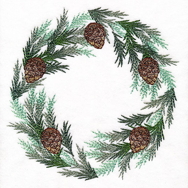 Rustic Delights Pine Boughs and Cones Wreath – Embroidery Library