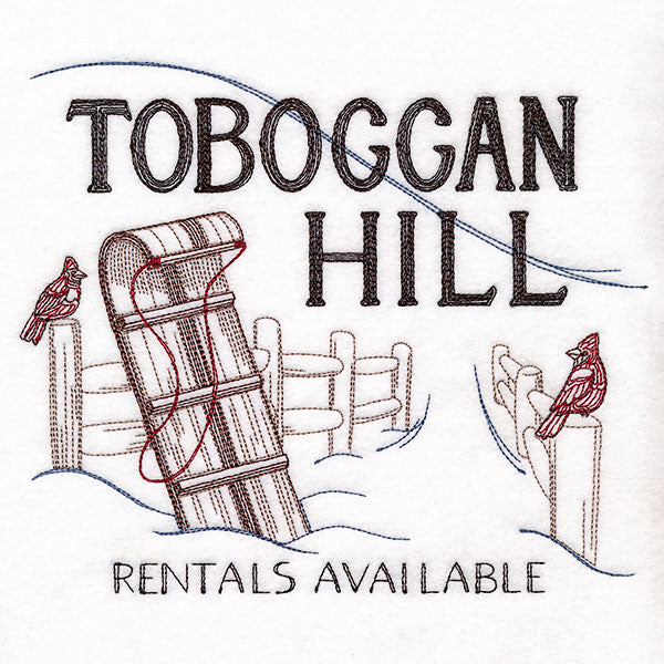 Winter Fun Market Sign - Toboggan Hill – Embroidery Library