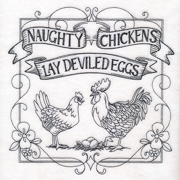 Naughty Chickens Lay Deviled Eggs – Embroidery Library